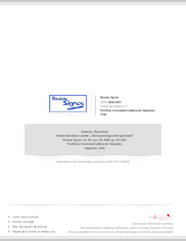 (PDF) Análisis Semántico Latente: ¿Teoría psicológica del significado?