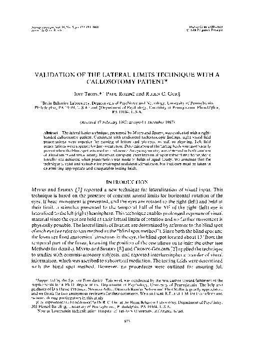 (PDF) Validation of the lateral limits technique with a callosotomy ...