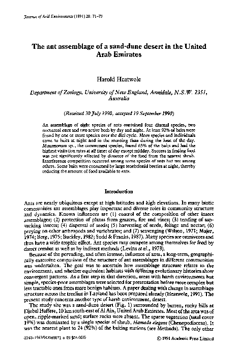 (PDF) The ant assemblage of a sand-dune desert in the United Arab Emirates