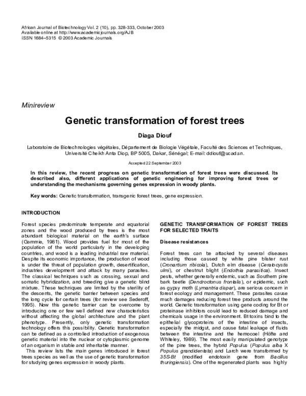 (PDF) Genetic transformation of forest trees