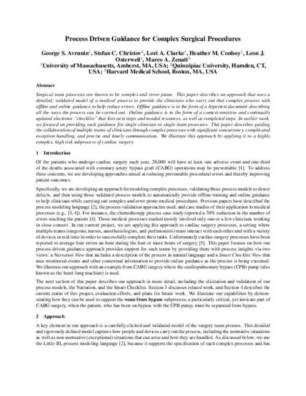 (PDF) Process Driven Guidance for Complex Surgical Procedures