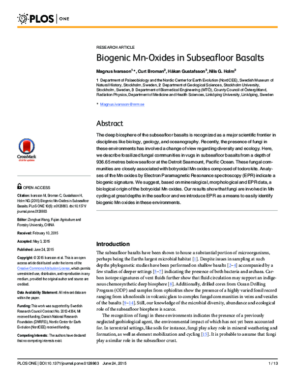 (PDF) Biogenic Mn-Oxides in Subseafloor Basalts