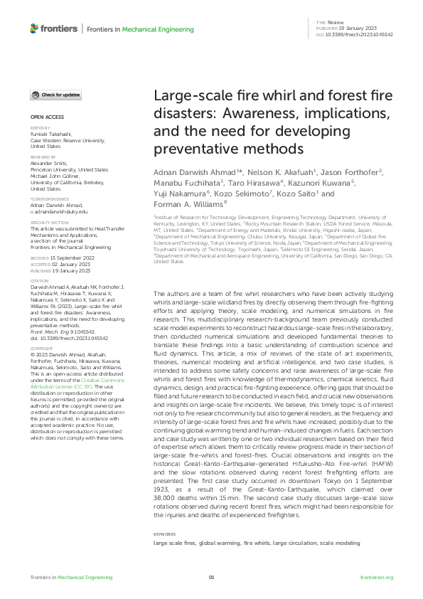 (PDF) Large-scale fire whirl and forest fire disasters: Awareness ...
