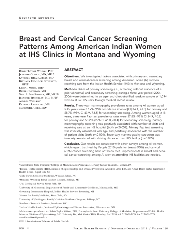 (PDF) Breast and cervical cancer screening patterns among American ...