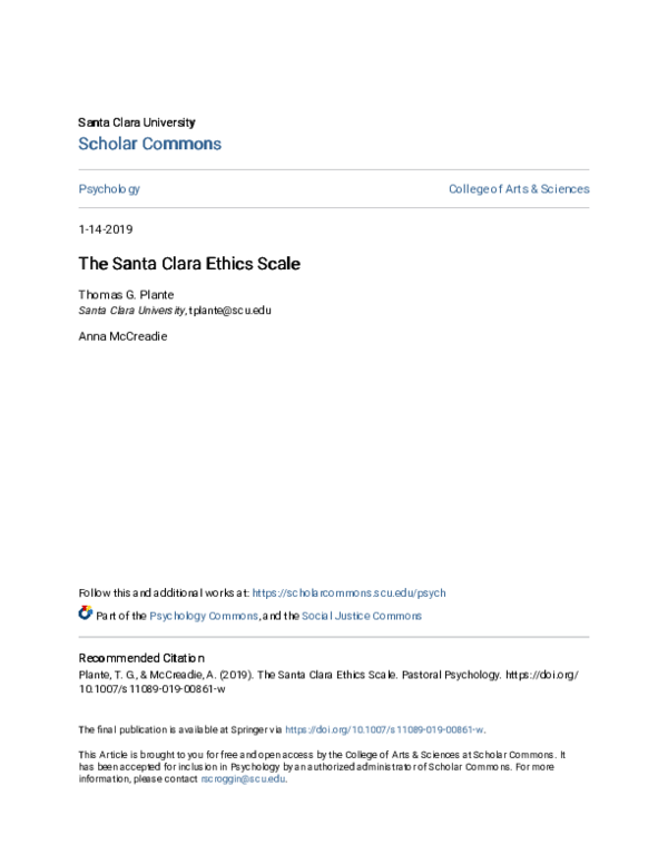 (PDF) Santa Clara Ethics Scale
