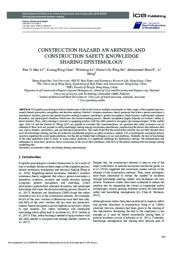 (PDF) Construction Hazard Awareness and Construction Safety Knowledge ...