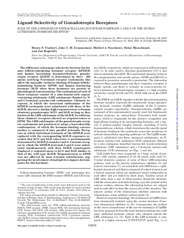 (PDF) Ligand Selectivity of Gonadotropin Receptors | Jan Bogerd ...