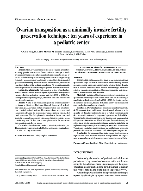 (PDF) Ovarian transposition as a minimally invasive fertility ...