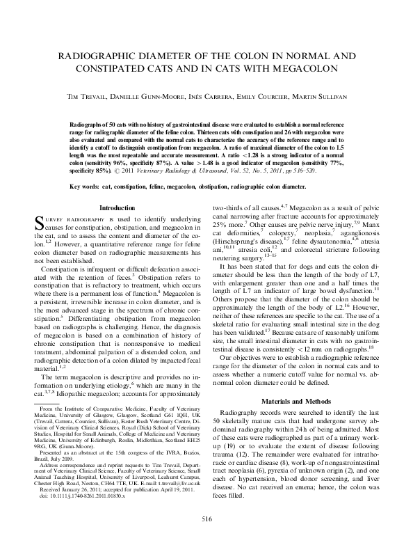 (PDF) Radiographic Diameter of the Colon in Normal and Constipated Cats ...