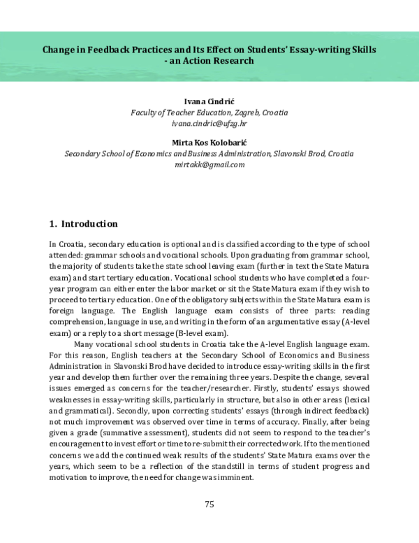 (PDF) Change in feedback practices and its effect on students’ essay ...