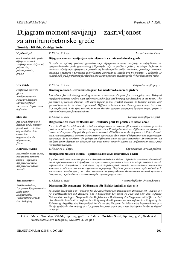 Pdf Bending Moment Curvature Diagram For Reinforced Concrete Girders