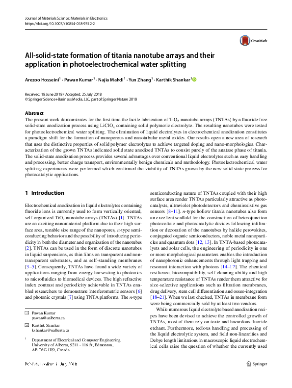 (PDF) All-solid-state formation of titania nanotube arrays and their ...