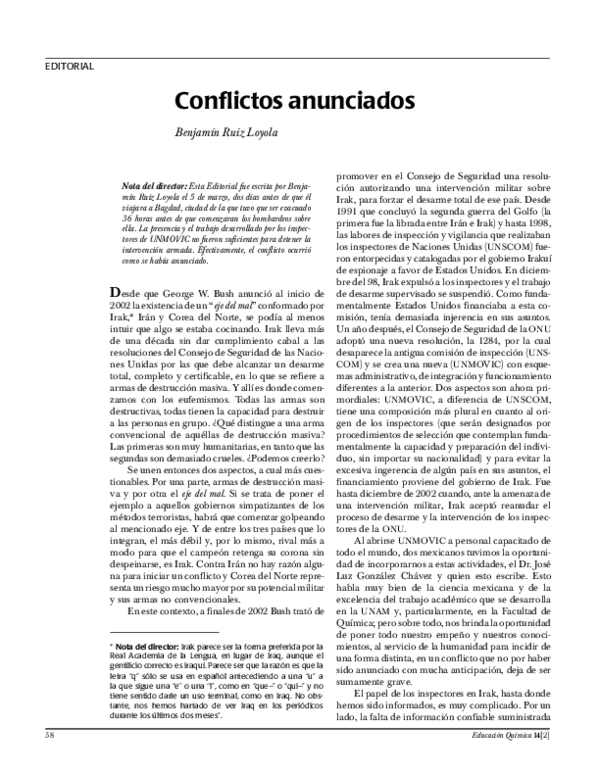 (PDF) Conflictos anunciados