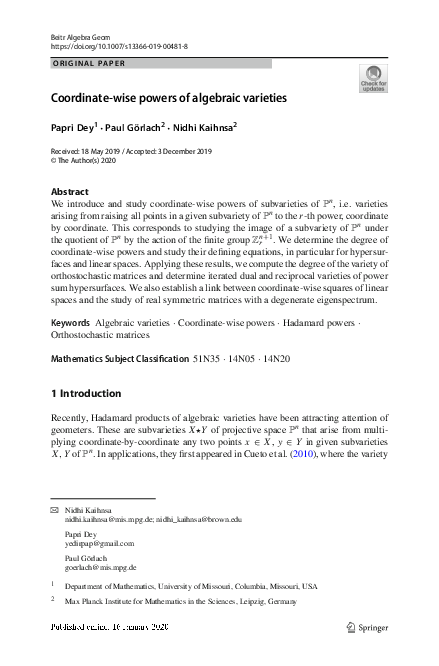 (PDF) Coordinate-wise powers of algebraic varieties
