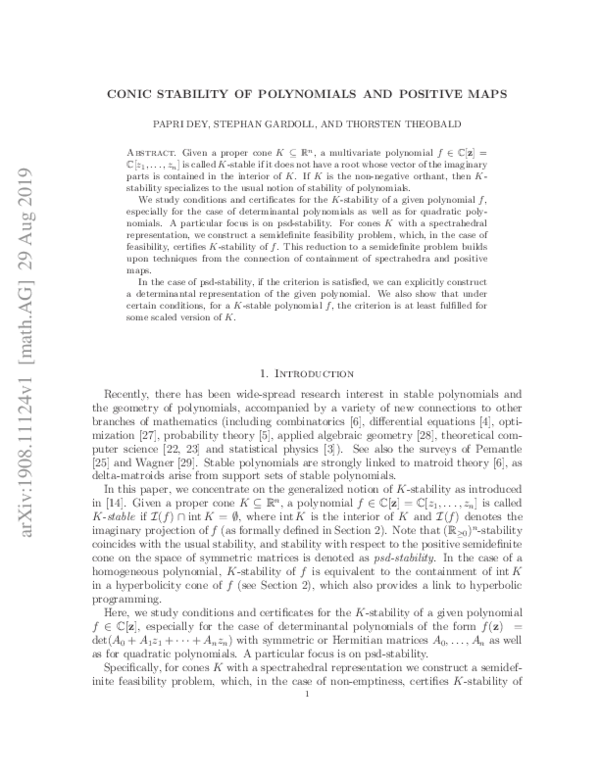 (PDF) Conic stability of polynomials and positive maps