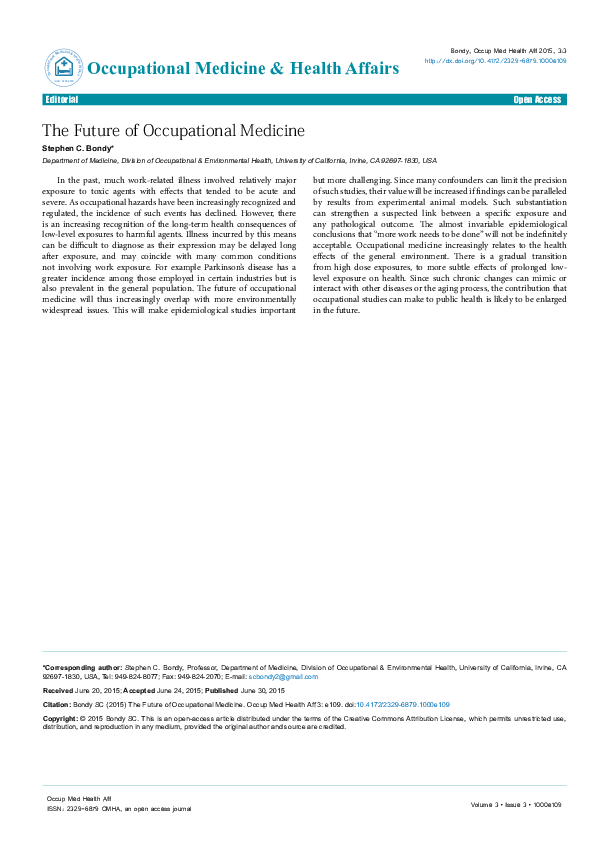 (PDF) The future of occupational medicine