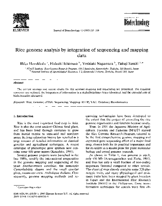 (PDF) Rice genome analysis by integration of sequencing and mapping data