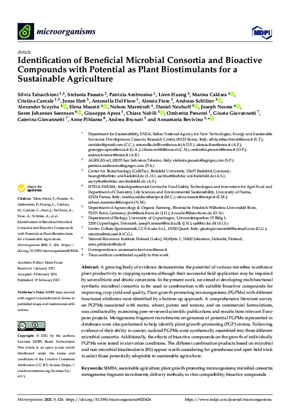(PDF) Identification of Beneficial Microbial Consortia and Bioactive ...