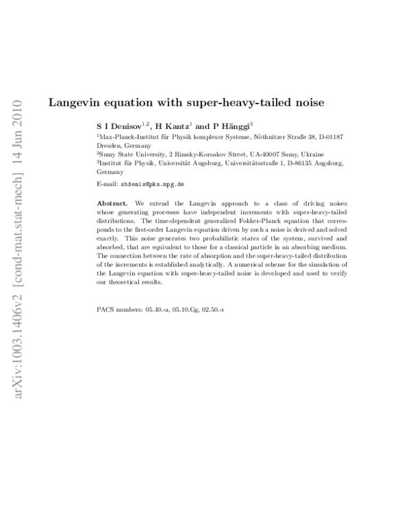 (PDF) Langevin equation with super-heavy-tailed noise