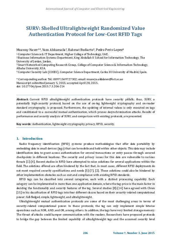 (PDF) SURV: Shelled Ultralightweight Randomized Value Authentication ...