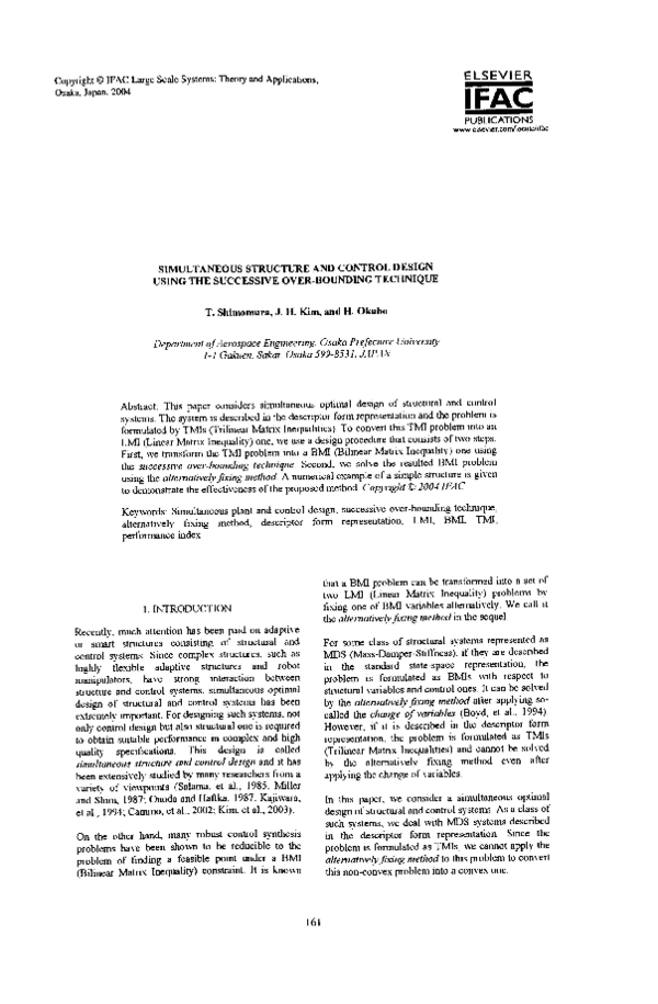 (PDF) Simultaneous Structure and Control Design Using the Successive ...