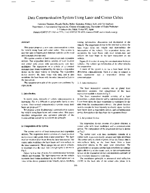 (PDF) Data Communication System Using Laser And Corner Cubes