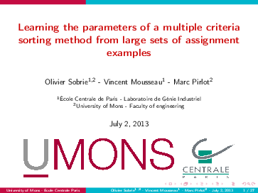 (PDF) Learning the parameters of a multiple criteria sorting method from large sets of ...