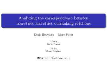 (PDF) Analyzing the correspondence between non-strict and strict outranking relations