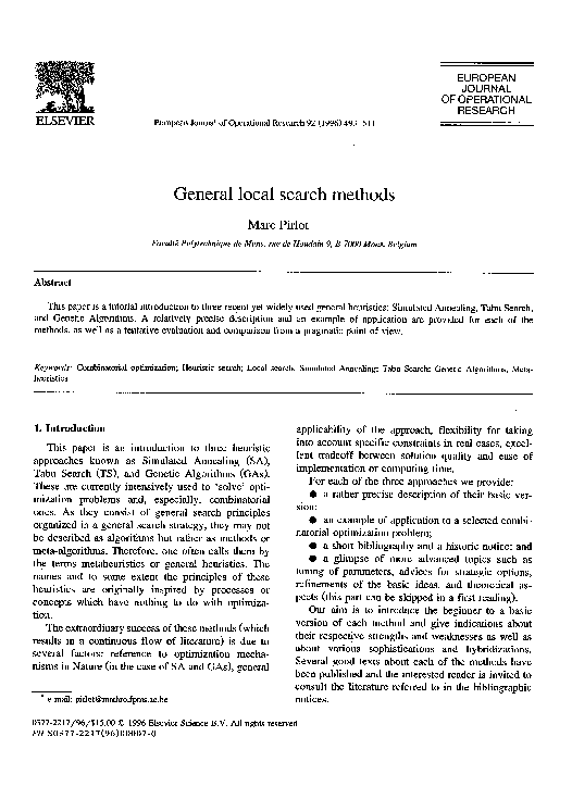 (PDF) General local search methods