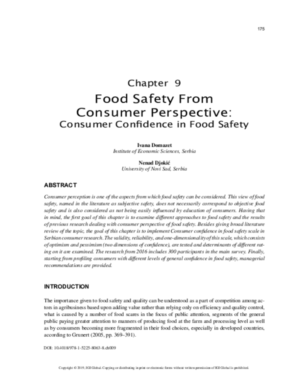 (PDF) Food Safety From Consumer Perspective