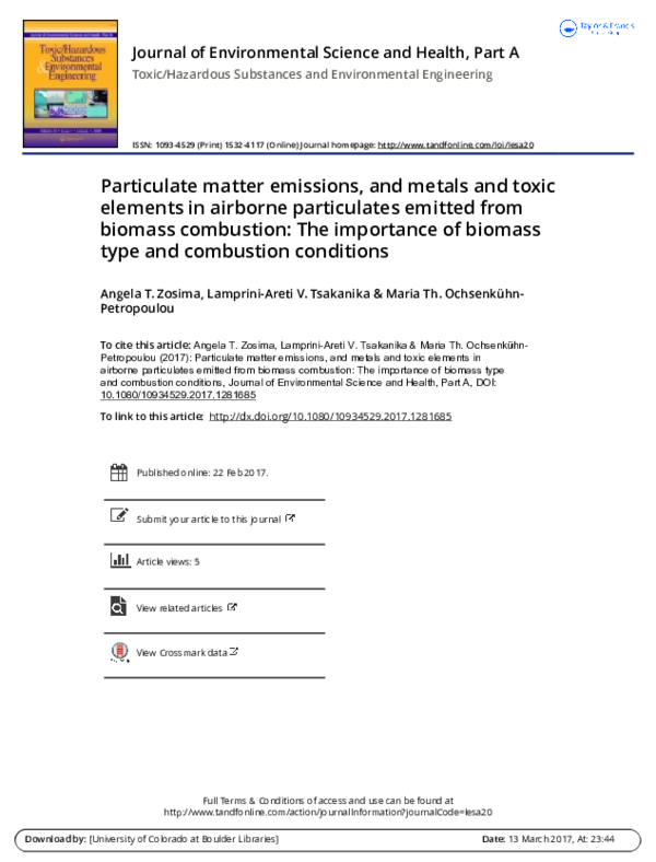 (PDF) Particulate matter emissions, and metals and toxic elements in ...