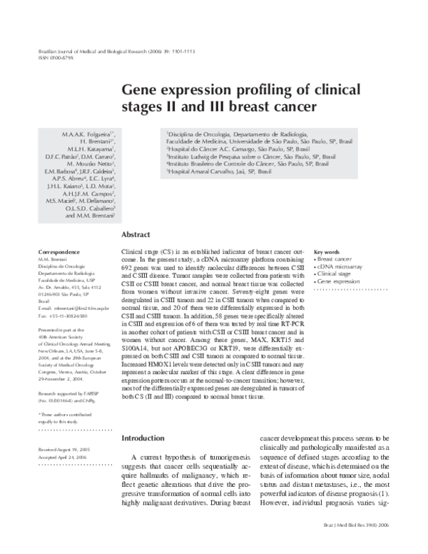 (PDF) Gene expression profiling of clinical stages II and III breast cancer