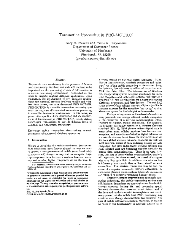 (PDF) Transaction processing in PRO-MOTION