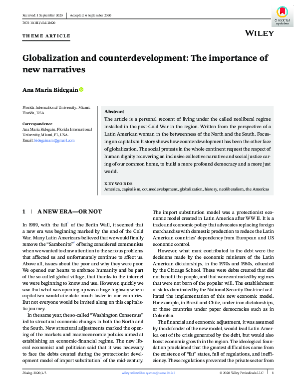 (PDF) Globalization and counterdevelopment: The importance of new ...
