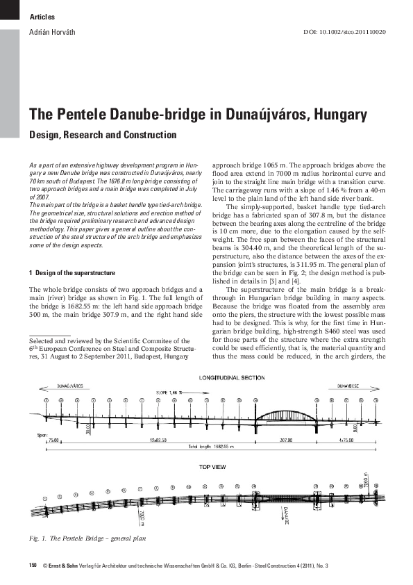 (PDF) The Pentele Danube-bridge in Dunaújváros, Hungary Design ...