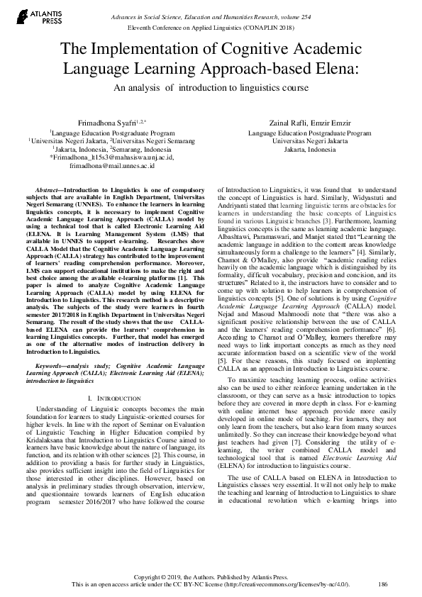 (PDF) The Implementation of Cognitive Academic Language Learning ...