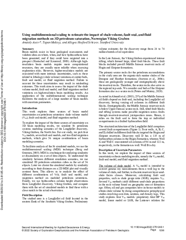 (PDF) Using multidimensional scaling to estimate the impact of shale volume, fault seal, and ...