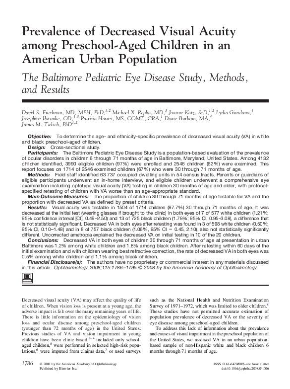 (PDF) Prevalence of Decreased Visual Acuity Among Preschool Aged ...