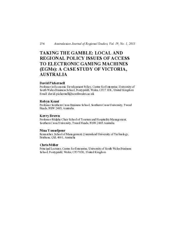 (PDF) Taking the gamble: local and regional policy issues of access to ...