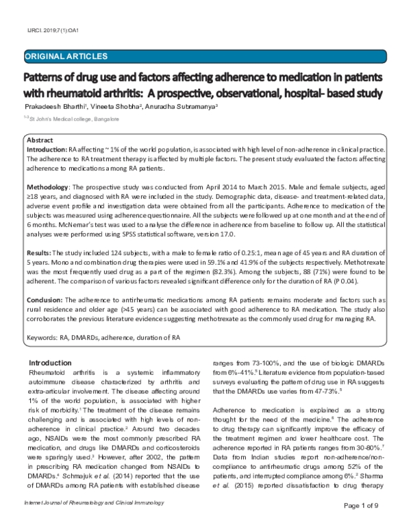 (PDF) Patterns of drug use and factors affecting adherence to ...