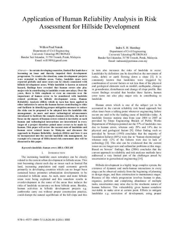 (PDF) Application of Human Reliability Analysis in risk assessment for ...