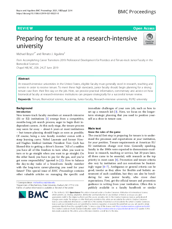 (PDF) Preparing for Tenure at a Research-Intensive University