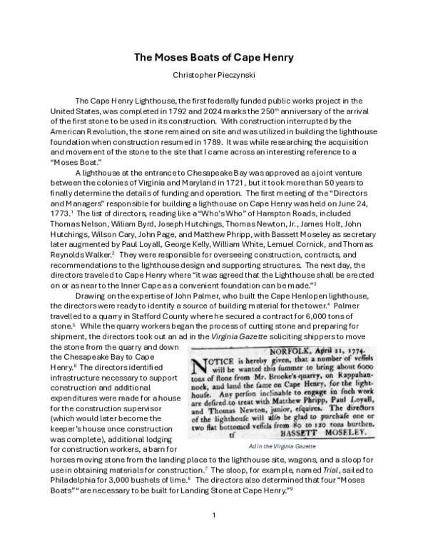 (PDF) The Moses Boats of Cape Henry