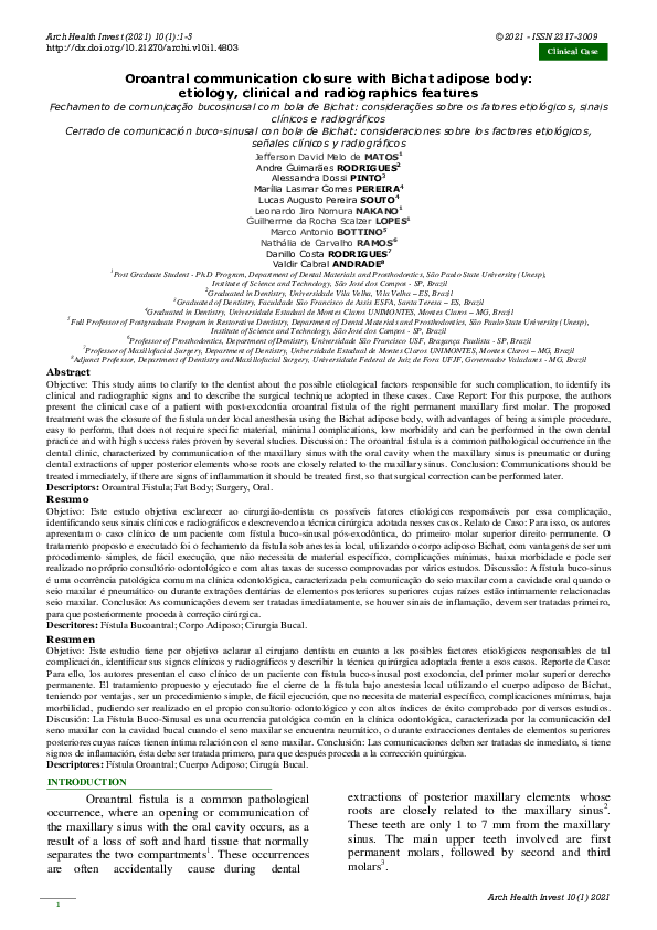 (PDF) Oroantral communication closure with Bichat adipose body ...