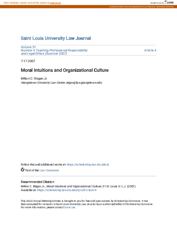 (PDF) Moral Intuitions and Organizational Culture