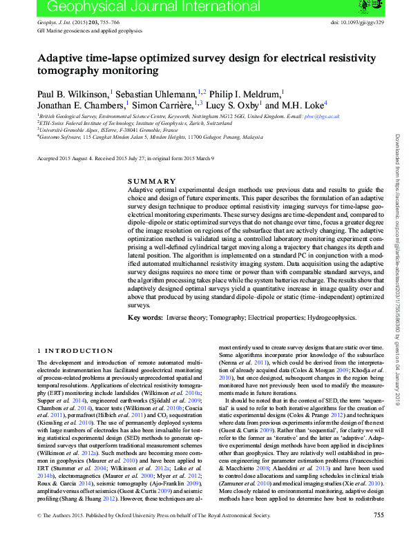 (PDF) Adaptive time-lapse optimized survey design for electrical ...