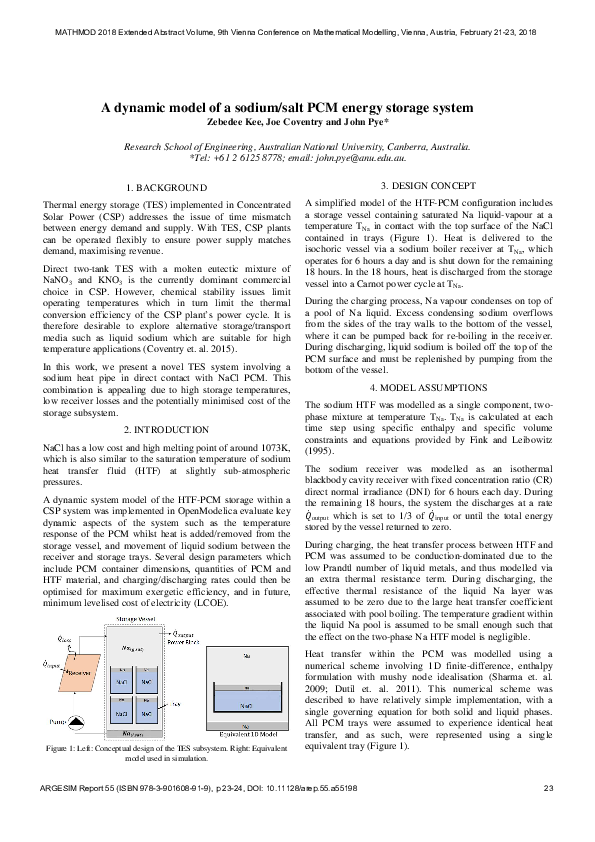 (PDF) A Dynamic Model of a Sodium/Salt PCM Energy Storage System