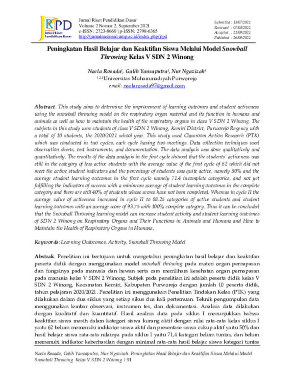 (PDF) Peningkatan Hasil Belajar dan Keaktifan Siswa Melalui Model ...