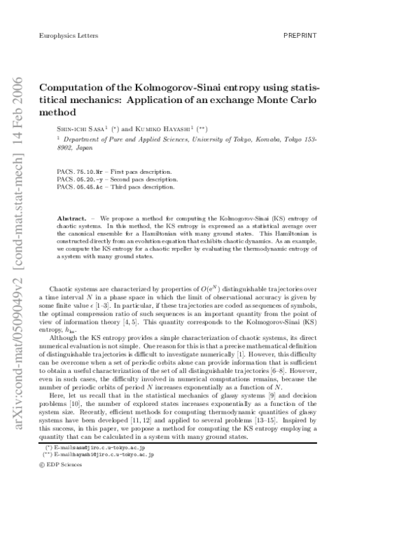 (PDF) Europhysics Letters