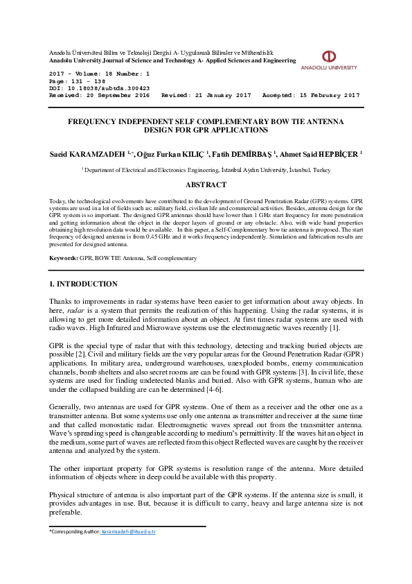 (PDF) Frequency Independent Self Complementary Bow Tie Antenna Design ...
